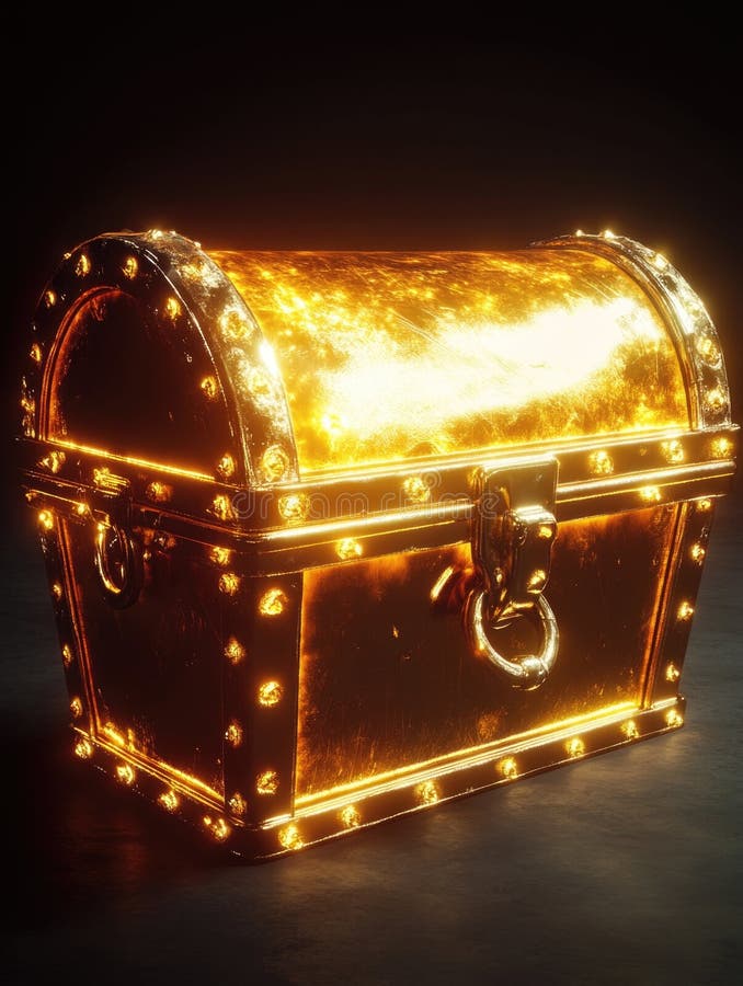 Golden Chest with a Gold Handle Sits on a Dark Surface Stock Image ...