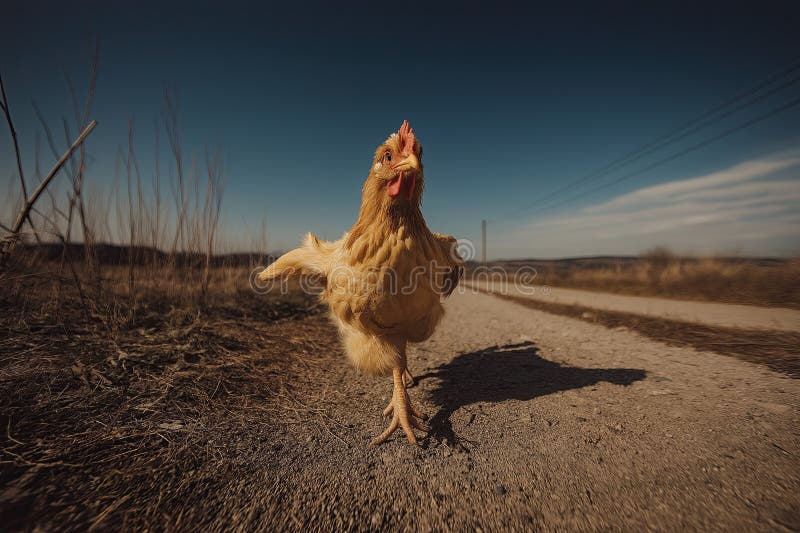The Golden Chicken is Running in Countryside Stock Illustration ...