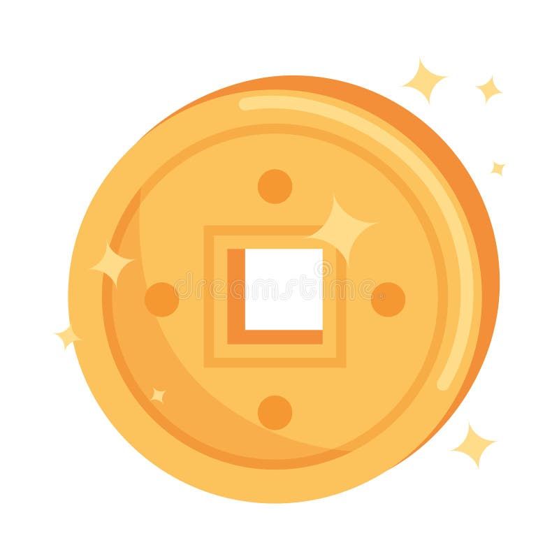 Golden chinese coin stock vector. Illustration of symbol - 284014786