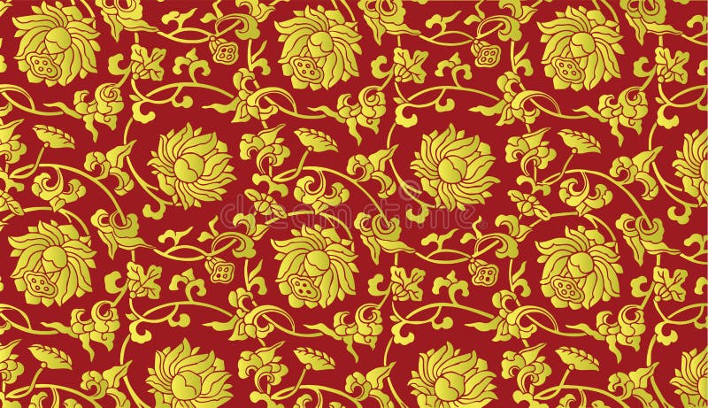 Golden Chinese Floral Pattern Stock Vector - Illustration of texture ...