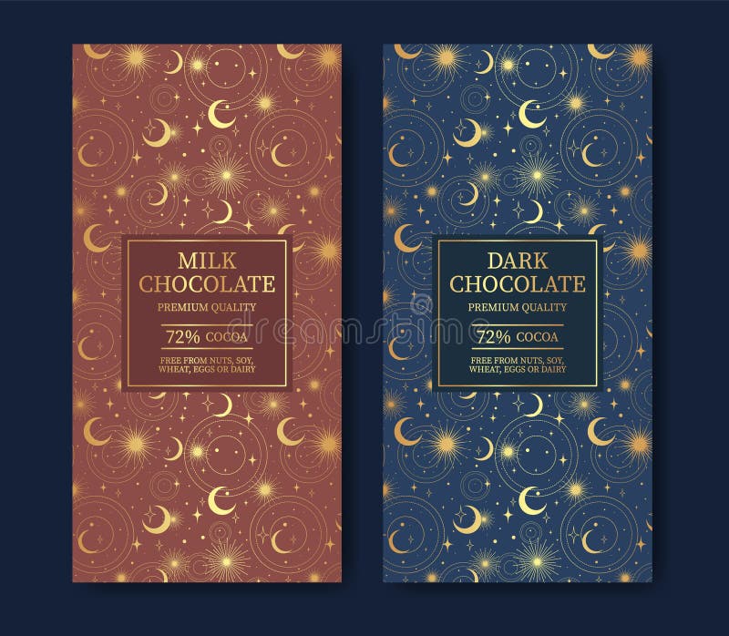 Golden Chocolate Package Design Label Set. Modern Typography and Hand ...