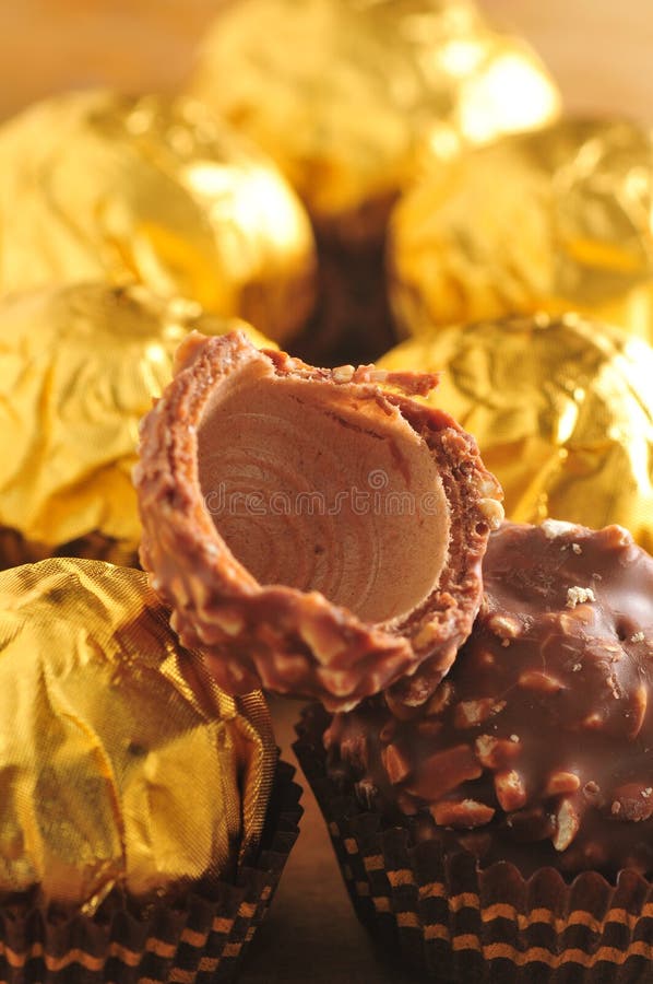 Golden Chocolate stock photo. Image of nuts, gold, decoration - 39495724