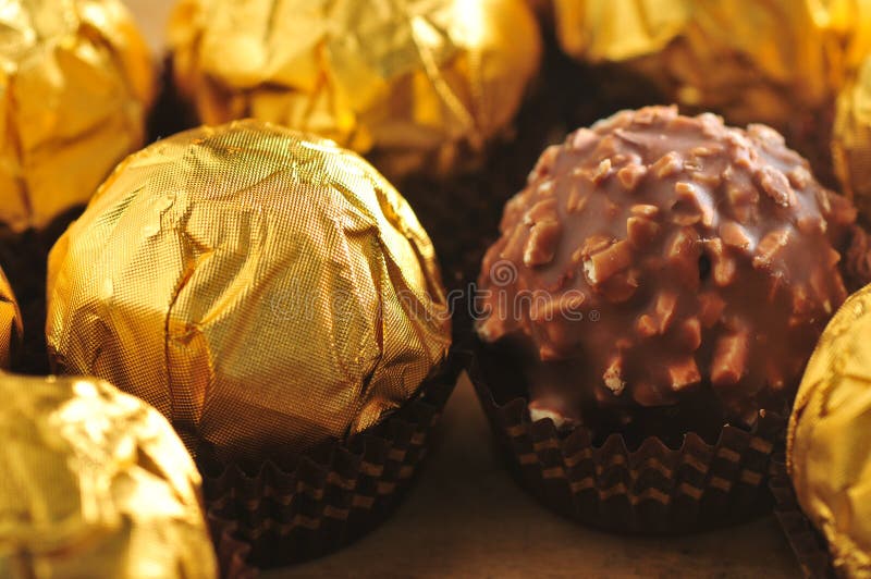 Golden Chocolate stock image. Image of brown, love, wrapping - 39495733