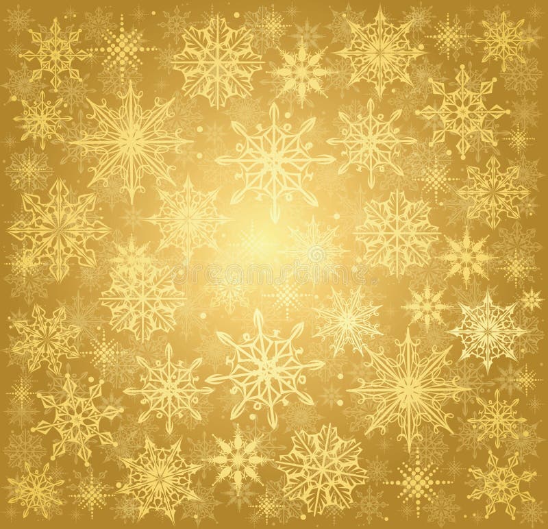 Golden Christmas Background with Black Snowflakes and Stars, Ve Stock ...