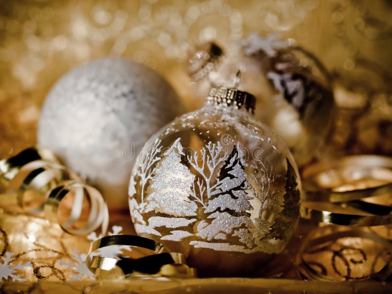 Golden Christmas Card stock photo. Image of decorations - 46438588