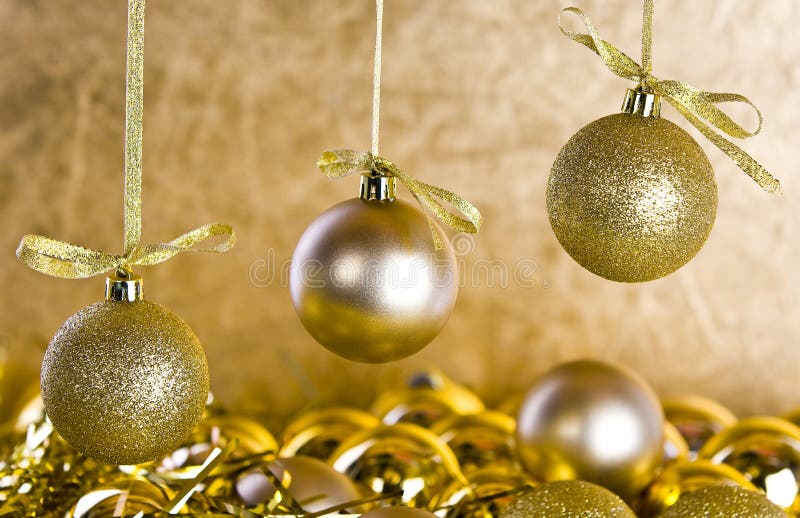 Golden Christmas Decorations Stock Image - Image of modern, gold: 21221735
