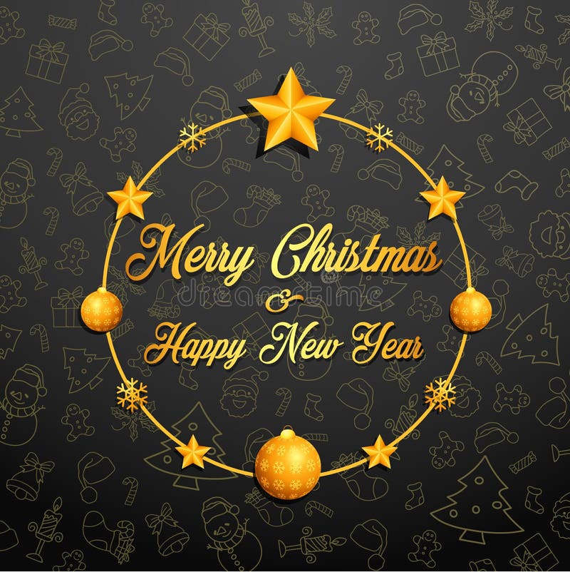 Golden Christmas Greeting Card Stock Vector - Illustration of ...