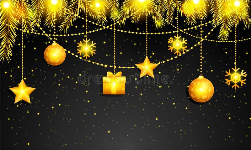 Golden Christmas Greeting Card Stock Vector - Illustration of ornate ...