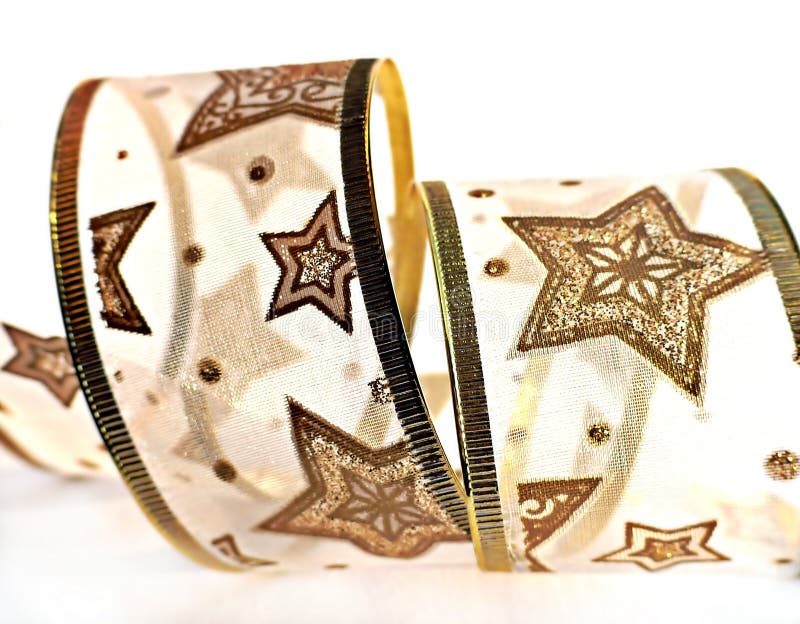 Golden christmas ribbon stock image. Image of macro, star - 17579409