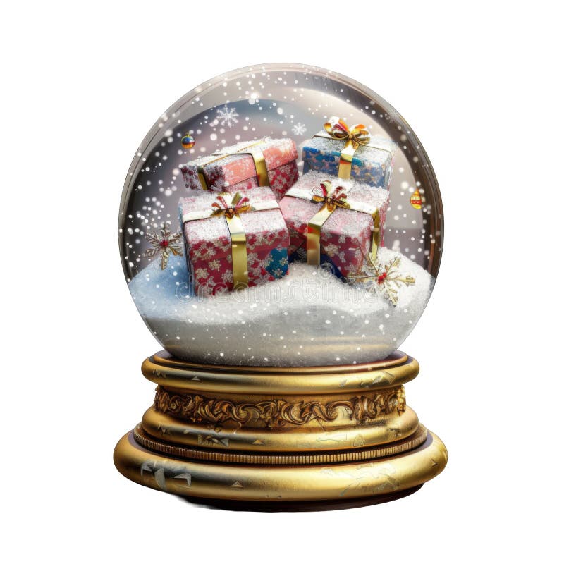 A Golden Christmas Snow Globe with Presents Inside Stock Image ...