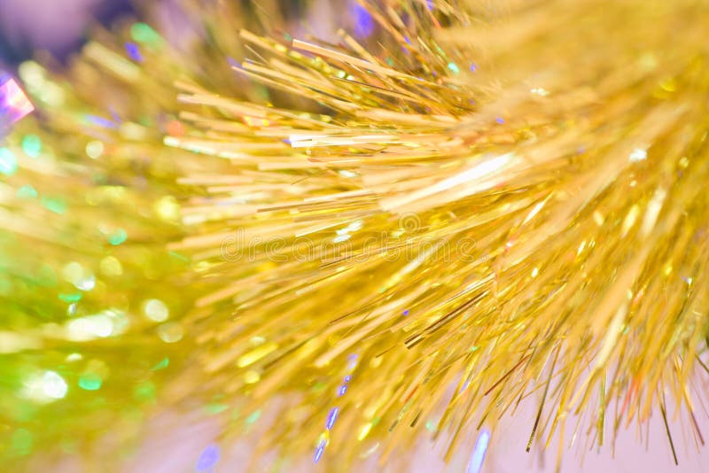 Golden Christmas tinsel stock photo. Image of hang, december - 21713366