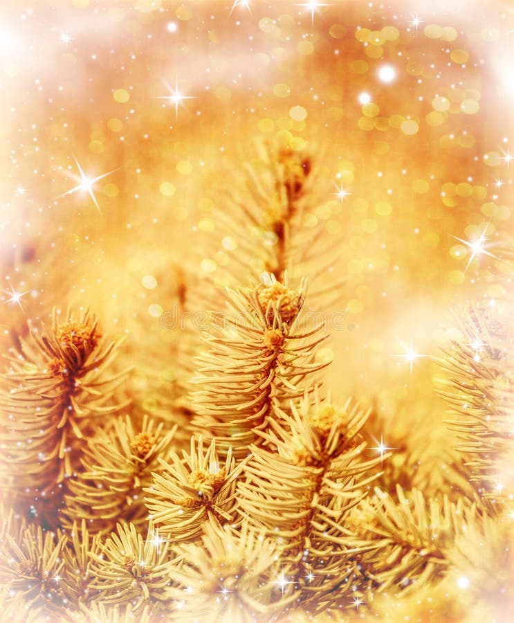 Golden Christmas tree stock image. Image of evergreen - 28194509