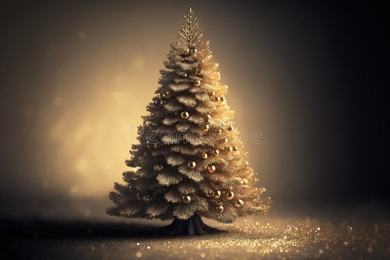 A Golden Christmas Tree with Golden Background Stock Illustration ...