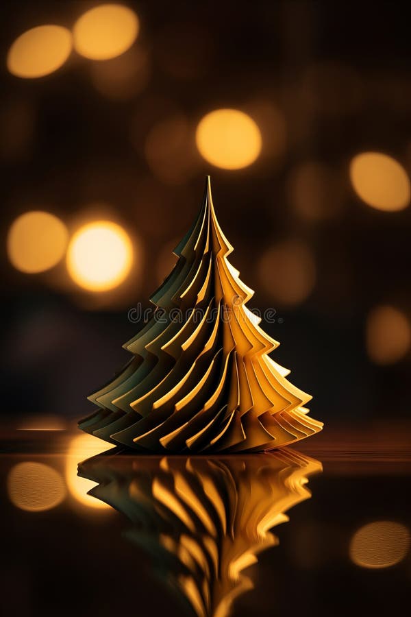 A Golden Christmas Tree is Shown on a Table Stock Illustration ...
