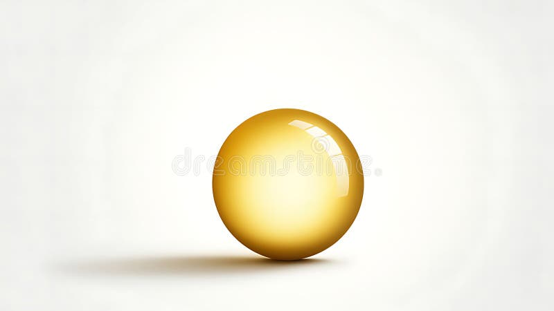 Golden Chrome Ball with Highlights and Shadow Isolated on a White ...