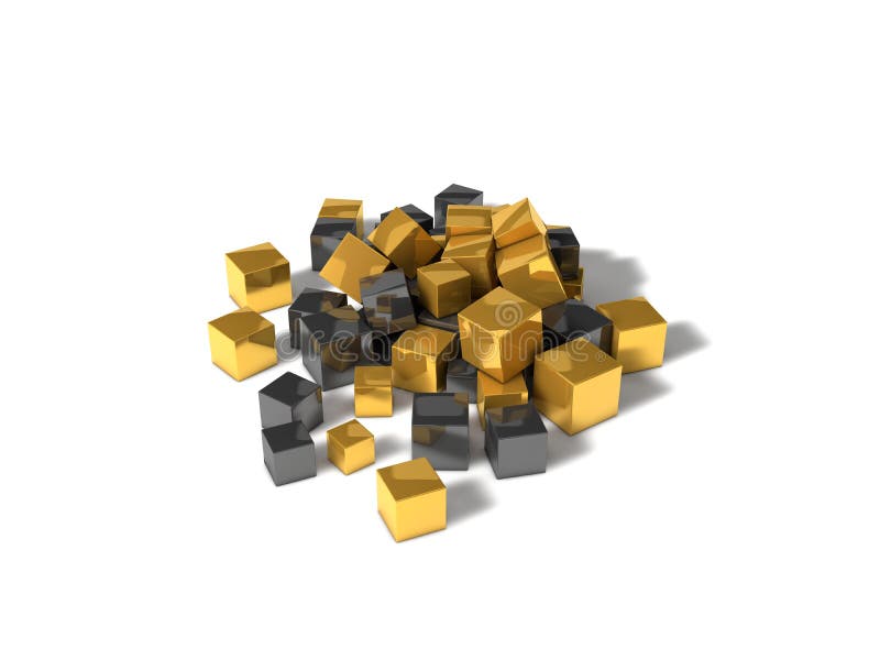 Golden and chrome cubes stock illustration. Illustration of shapes ...