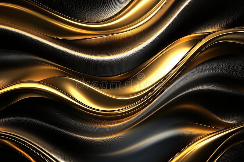 Golden Chrome Metal Texture Background with Waves Ai Photo Stock ...