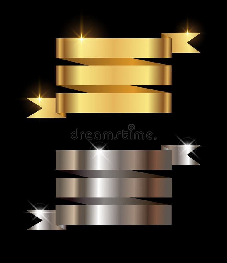 Golden and Chrome Ribbon Vector Sign Stock Vector - Illustration of ...