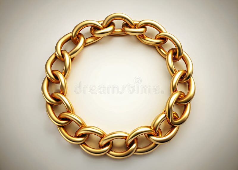 Golden Circle Frame Design Template Elegant Round Chain Border Mockup ...