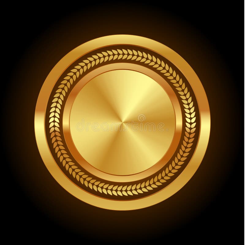 Golden Circle with Laurel. Isolated Vector Illustration Stock Vector ...