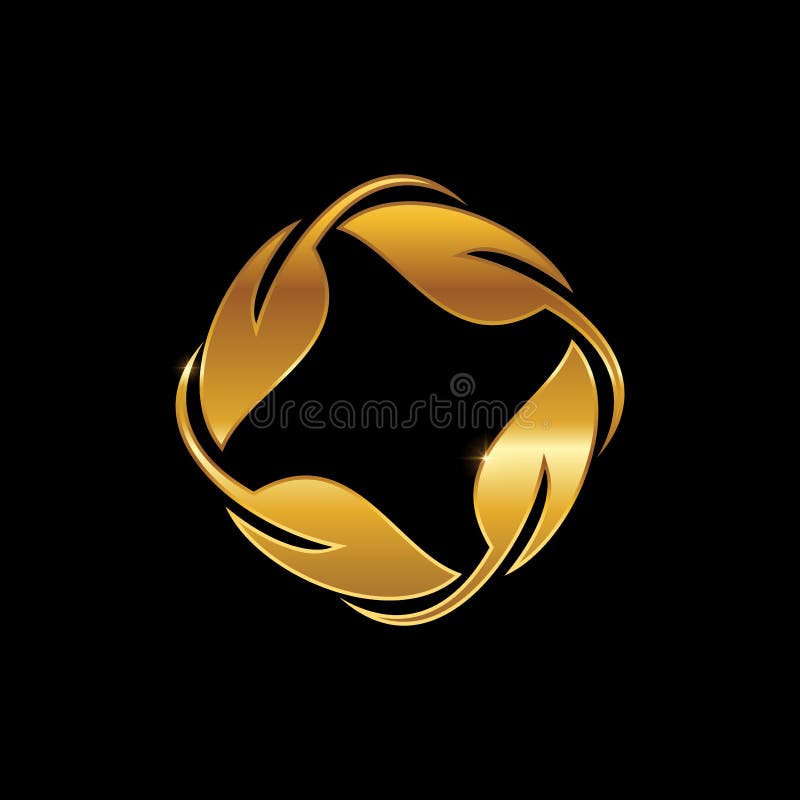 Golden Circle Leaf Sign stock vector. Illustration of element - 200333027
