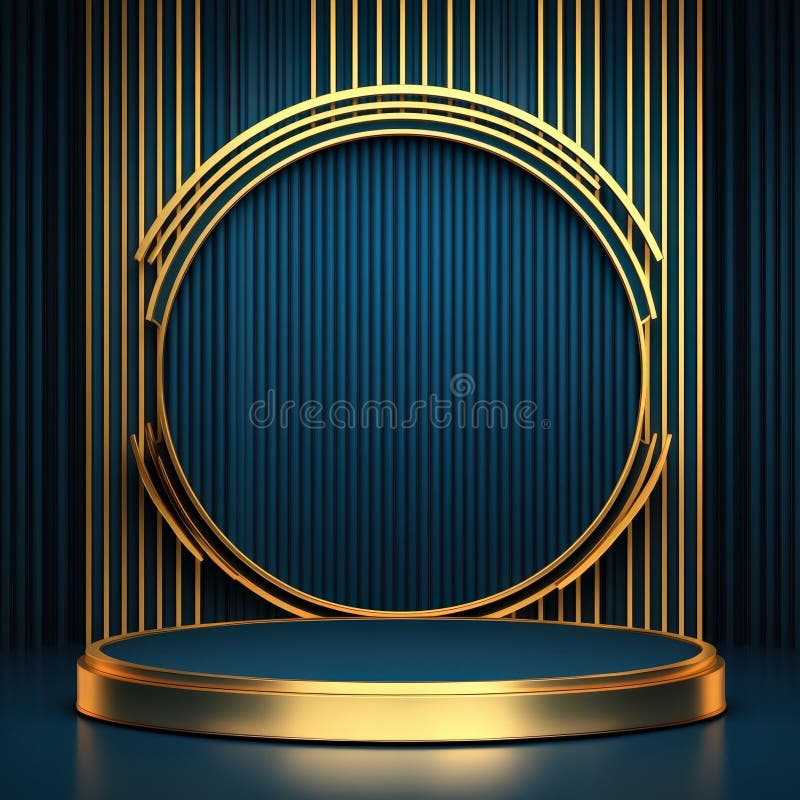 Golden Circle and Platform on a Blue Background. Stock Illustration ...