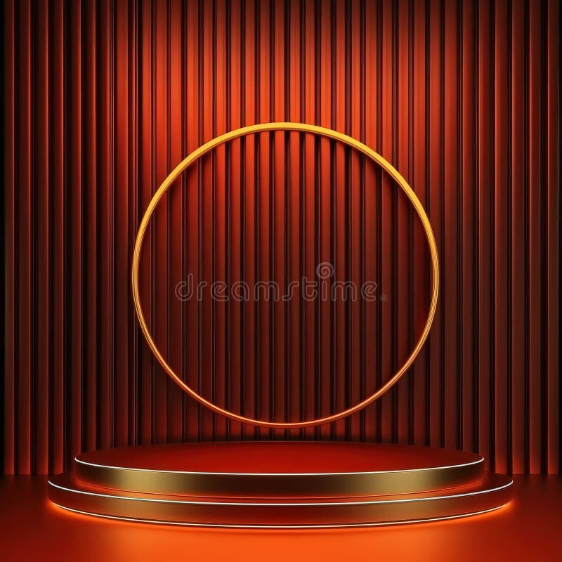 Golden Circle and Red Stage with Red Stripe Background. Stock ...