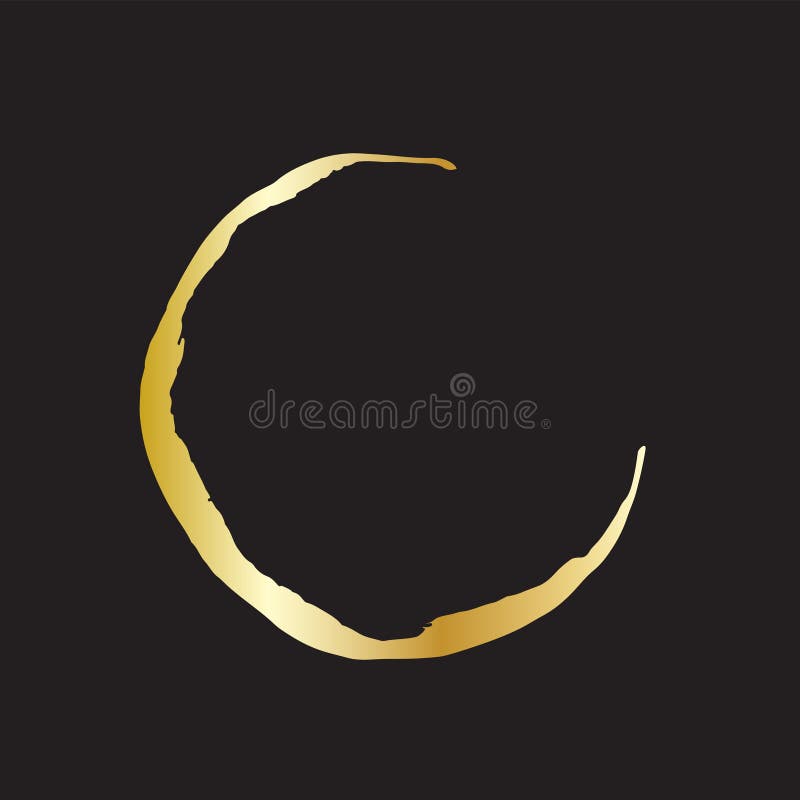 Golden Circle, Round Ink Brush Stroke. Logo Template, Design Element ...