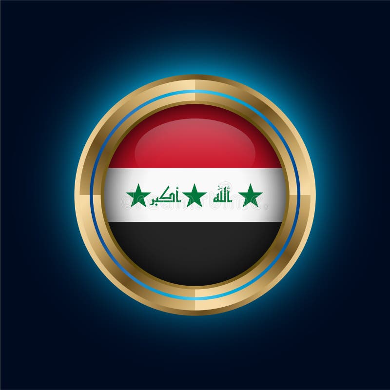 Golden Circle Shaped Illustration of Flag Iraq Stock Vector ...