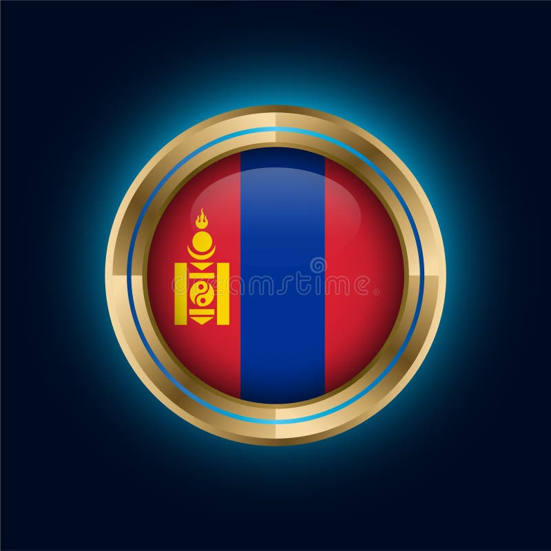 Golden Circle Shaped Illustration of Flag Mongolia Stock Vector ...