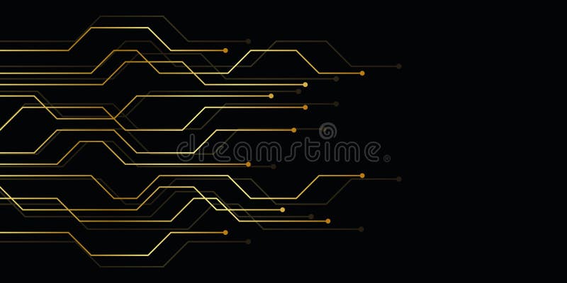 Golden Circuit Board Electronics Digital Technology Banner Stock Vector ...