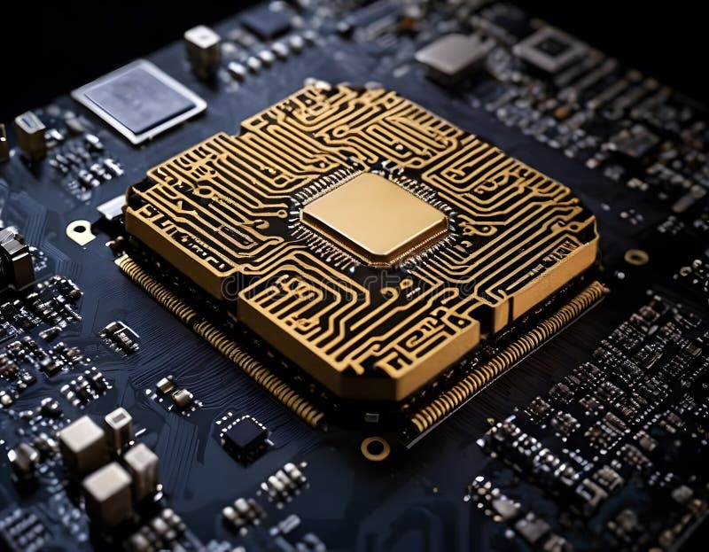Golden Circuitry Brilliance AI Generated Stock Photo - Image of ...