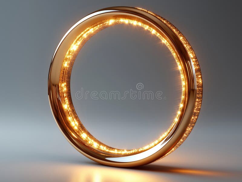 Golden Circular Design Element with Glowing Light. Modern Abstract ...
