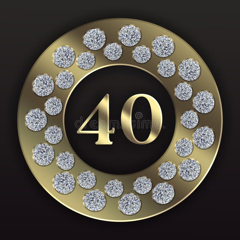 A Golden Circular Design Features the Number "40" in the Center. Stock ...