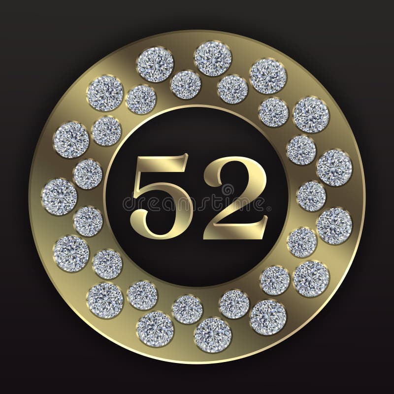 A Golden Circular Design Features the Number "52" in the Center. Stock ...