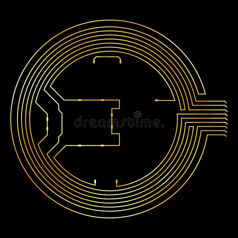 Golden Circular Digital Design Element Isolated on Black. Stock Vector ...