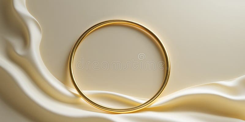 A Golden Circular Frame Resting on a Soft Cream Surface. Stock Photo - Image of reflective ...