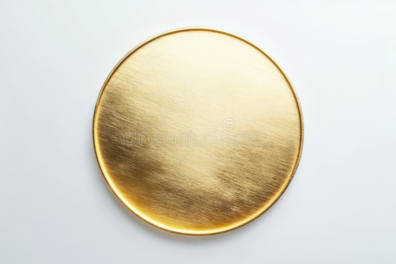 Shiny Golden Circle Medal Isolated on White Background Stock ...