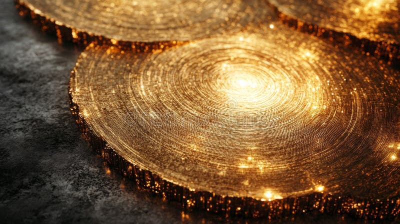 Golden Circular Objects Glistening with Light Stock Illustration ...