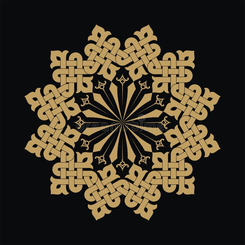 Golden Circular Ornament Design Pattern, Suitable for Calligraphic ...