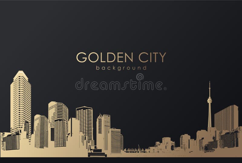 Golden Cityscape With Skyscrapers. Stock Vector - Illustration of ...