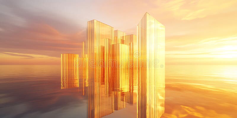 Golden Cityscape Stunning Sunset Architecture Stock Illustration ...