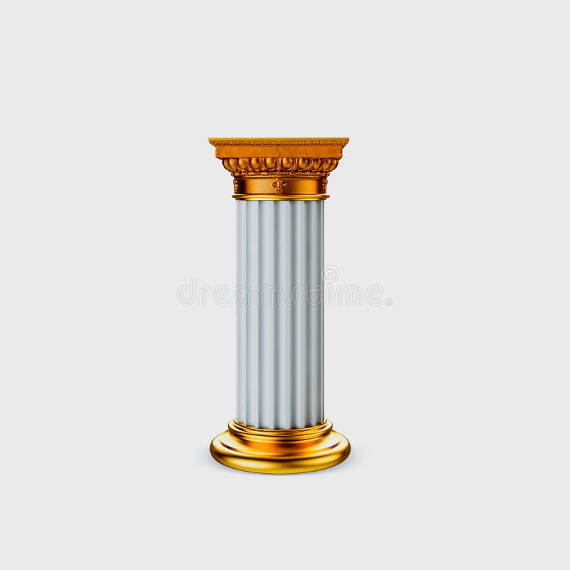 Golden Classic Columns Isolated on White Background. 3D Rendering Model ...