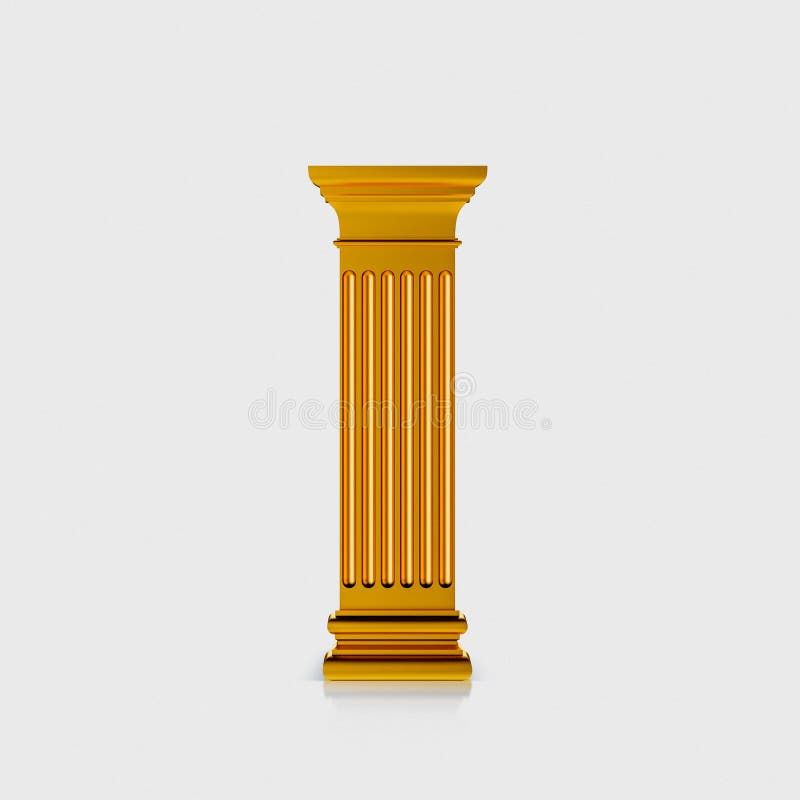 Golden Classic Columns Isolated on White Background. 3D Rendering Model ...