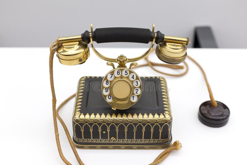Golden classic phone stock image. Image of call, home - 27390367