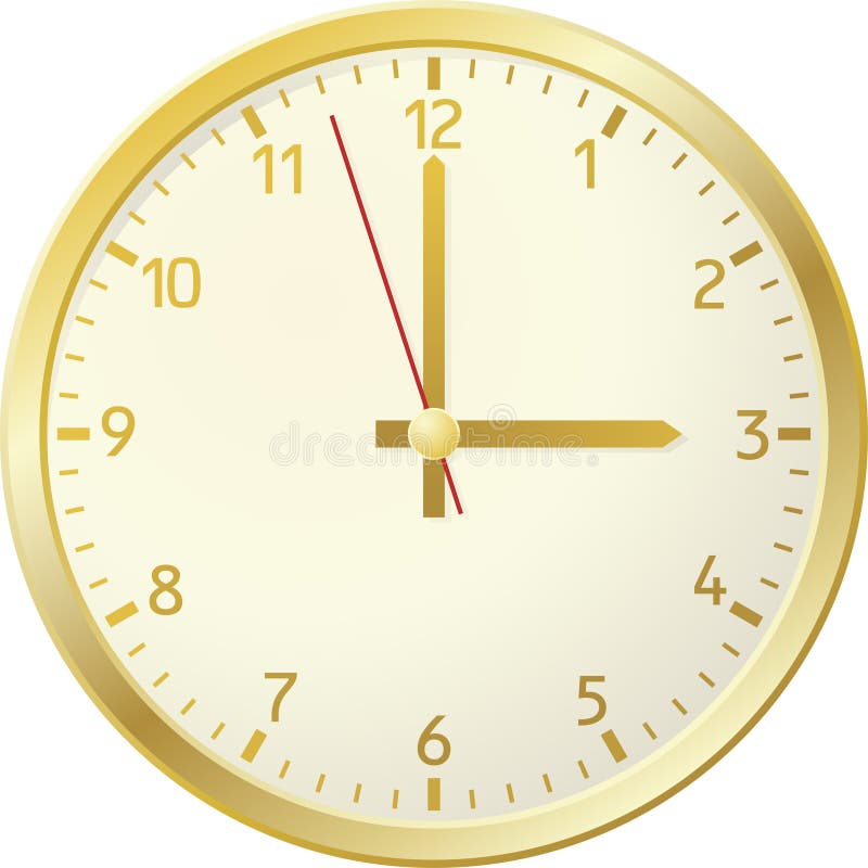 Golden clock. stock vector. Illustration of second, power - 12960865