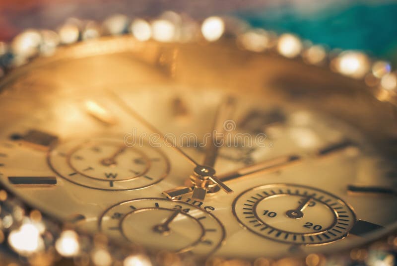 Golden clock stock image. Image of glass, shining, diamonds - 22601207