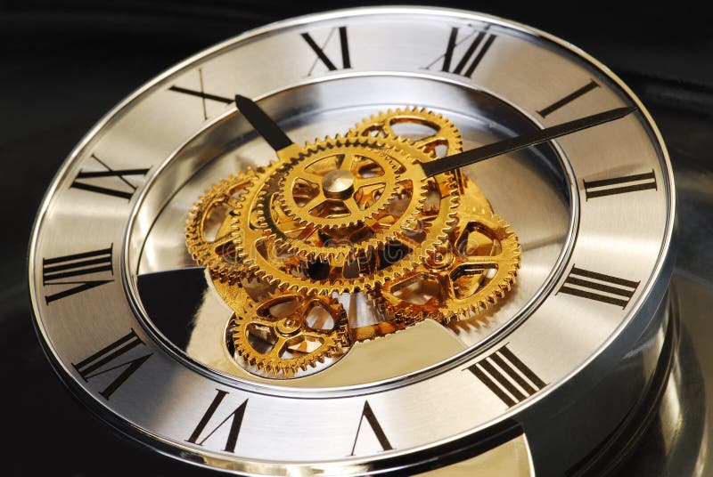Golden Clock stock image. Image of chrome, gears, shining - 2663803