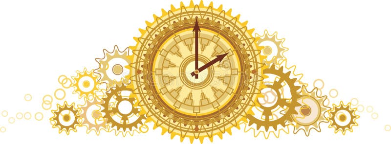 Golden clock stock vector. Illustration of time, gear - 8297457