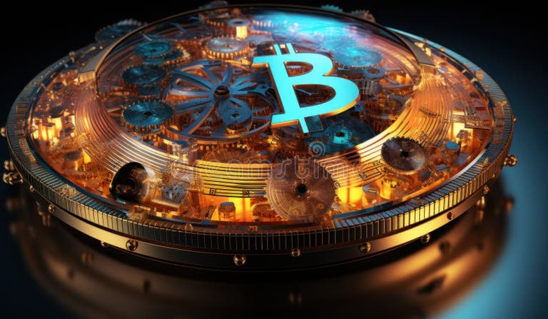 A Golden Clock with a Bitcoin on it. Generative AI Image. Stock ...